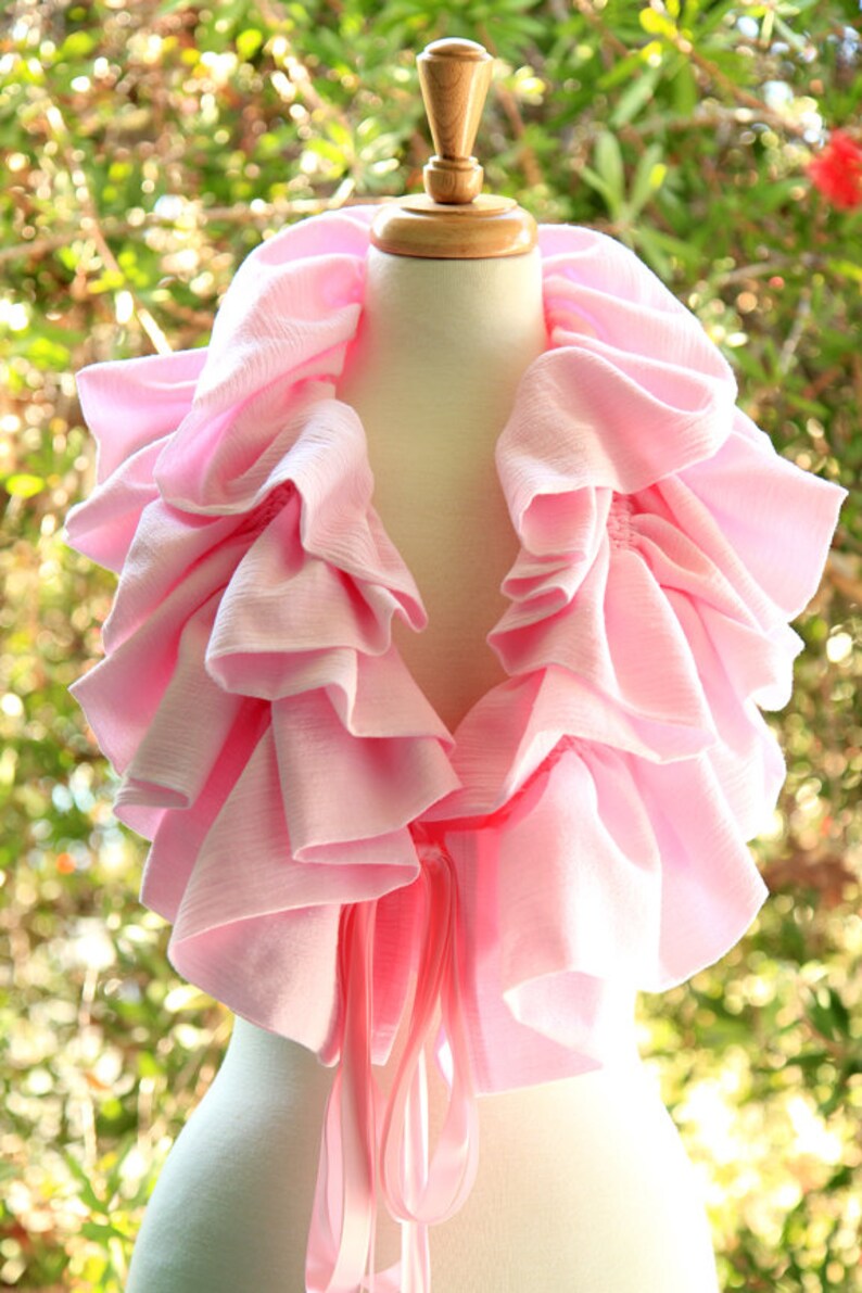 Pastel Pink Ruffle Scarf Victorian Fashion Collar in Cotton | Etsy