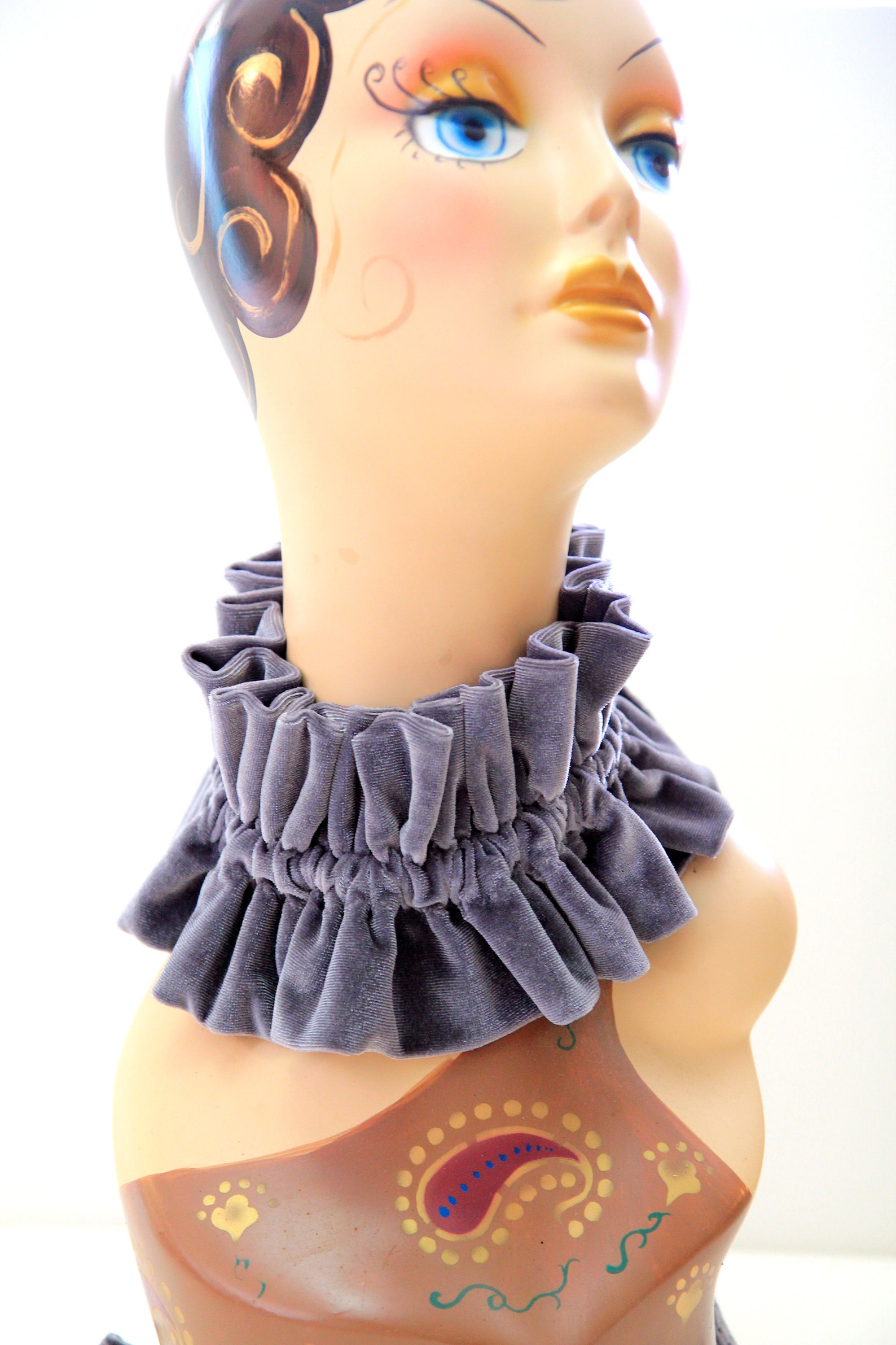 Grey Velvet Collar - Victorian Style Fashion Collars - Women's Neck ...