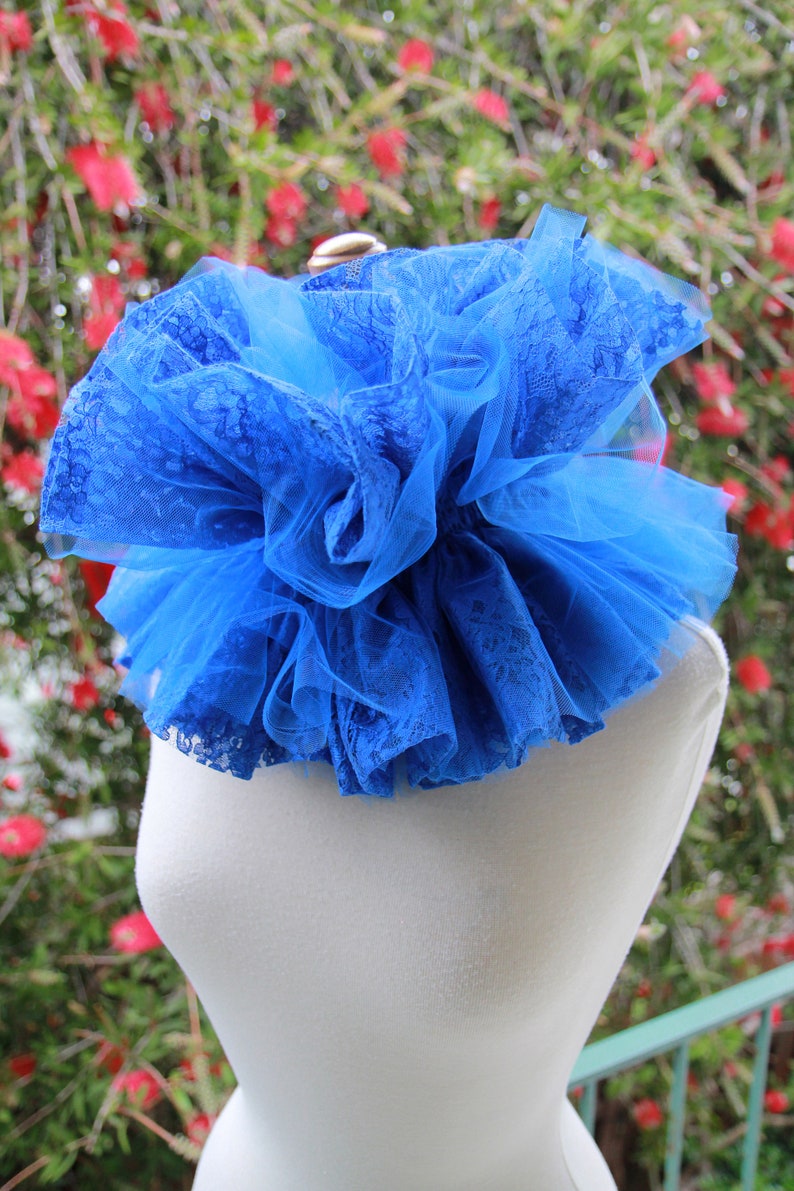 Royal Blue Neck Ruff Collar in Lace and Tulle - Steampunk, Cosplay, or ...