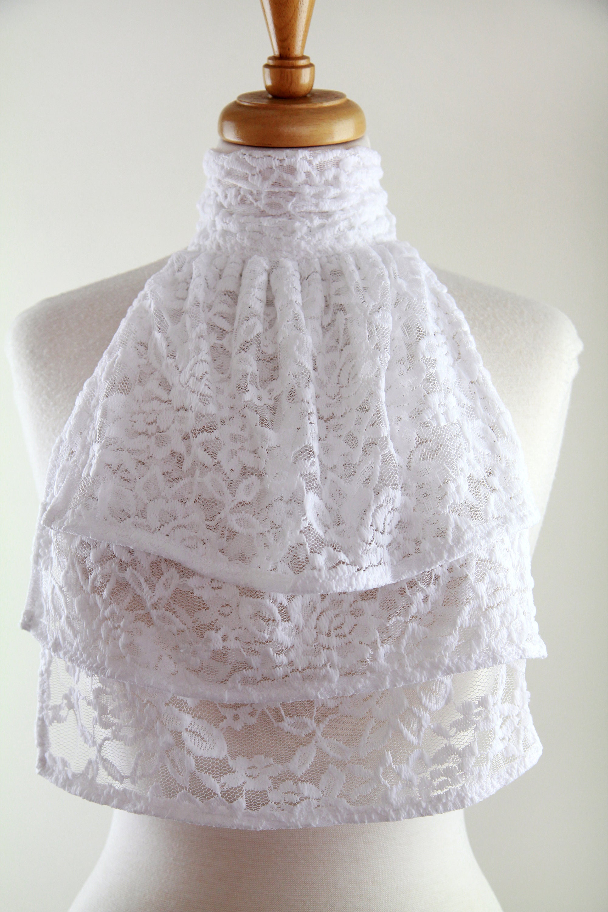 Jabot Collar in White, Ivory, or Black Lace - Edwardian, Victorian, or ...