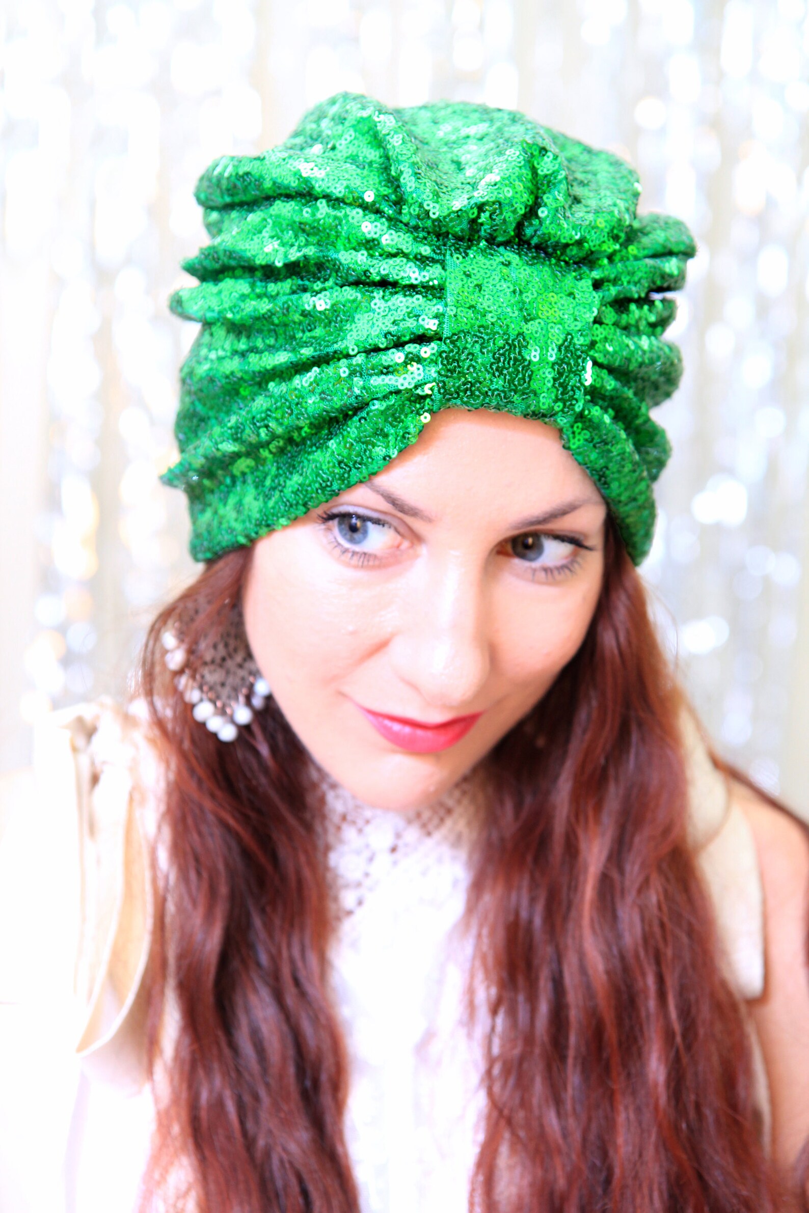 Green Sequin Turban - St. Patrick's Day Stye - Women's Hair Turbans ...