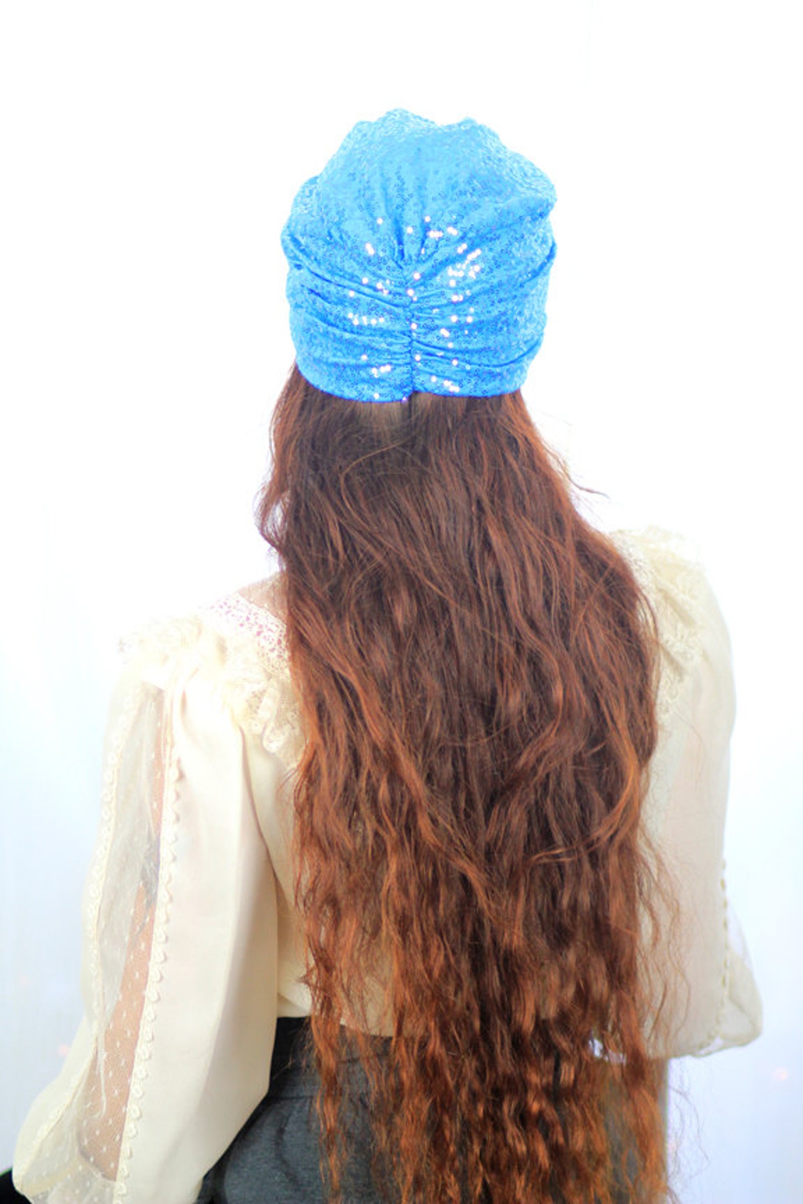 Sequin Turban in Turquoise by Mademoiselle Mermaid - Lots of Colors - Etsy