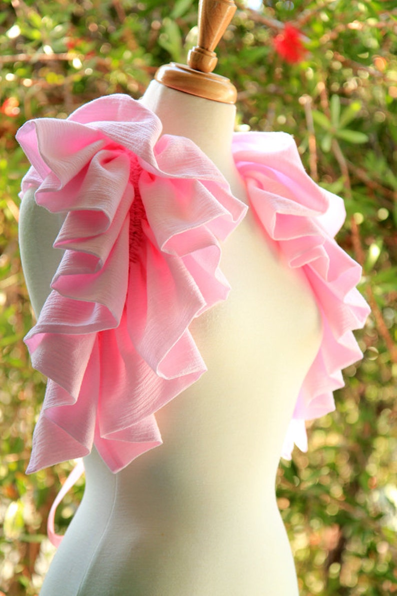 Pastel Pink Ruffle Scarf Victorian Fashion Collar in Cotton | Etsy