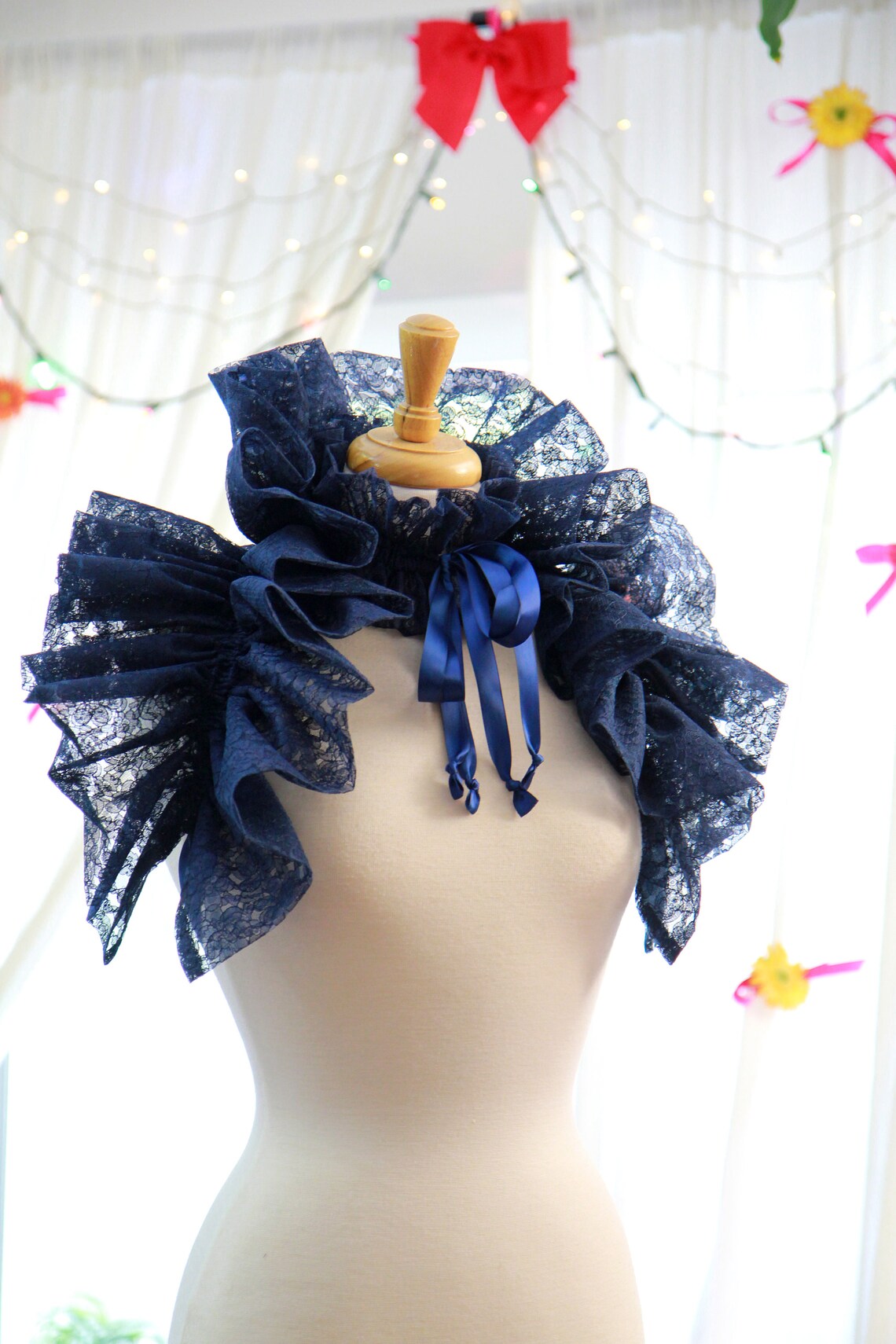 Victorian Navy Blue Lace Collar 2 Piece Set Including a | Etsy