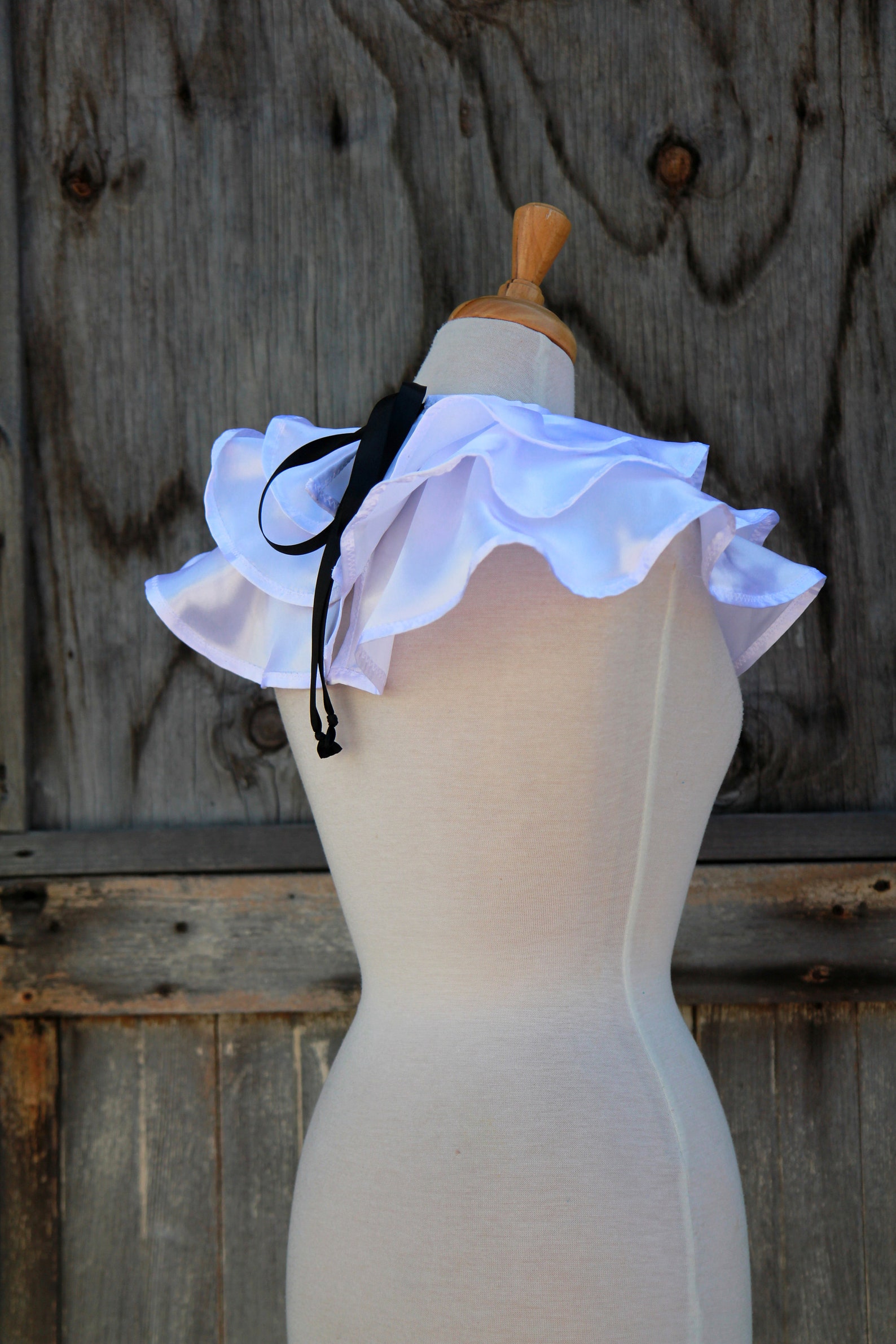Pirates and Poets White Satin Collar With Ruffles - Victorian Neck ...