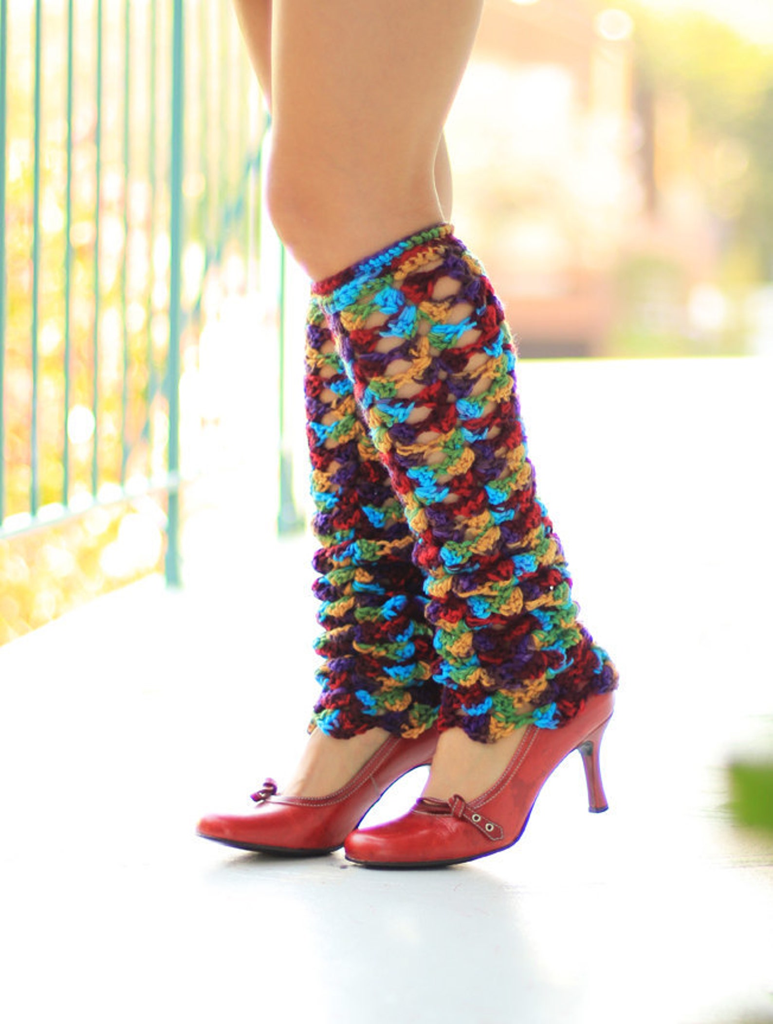 Crochet Leg Warmers in Gypsy Print Bohemian Fashion Lacy - Etsy