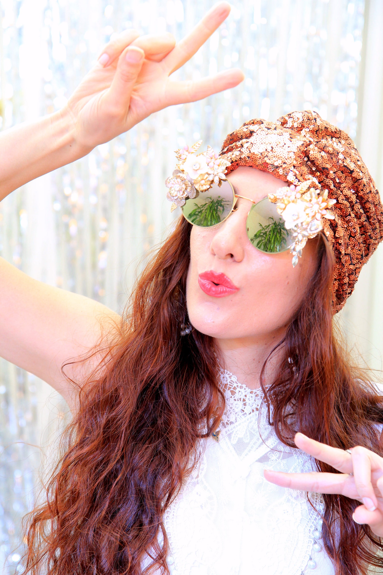Sequin Turban Hat in Copper - Women's Hair Turbans - Mardi Gras Fashion ...
