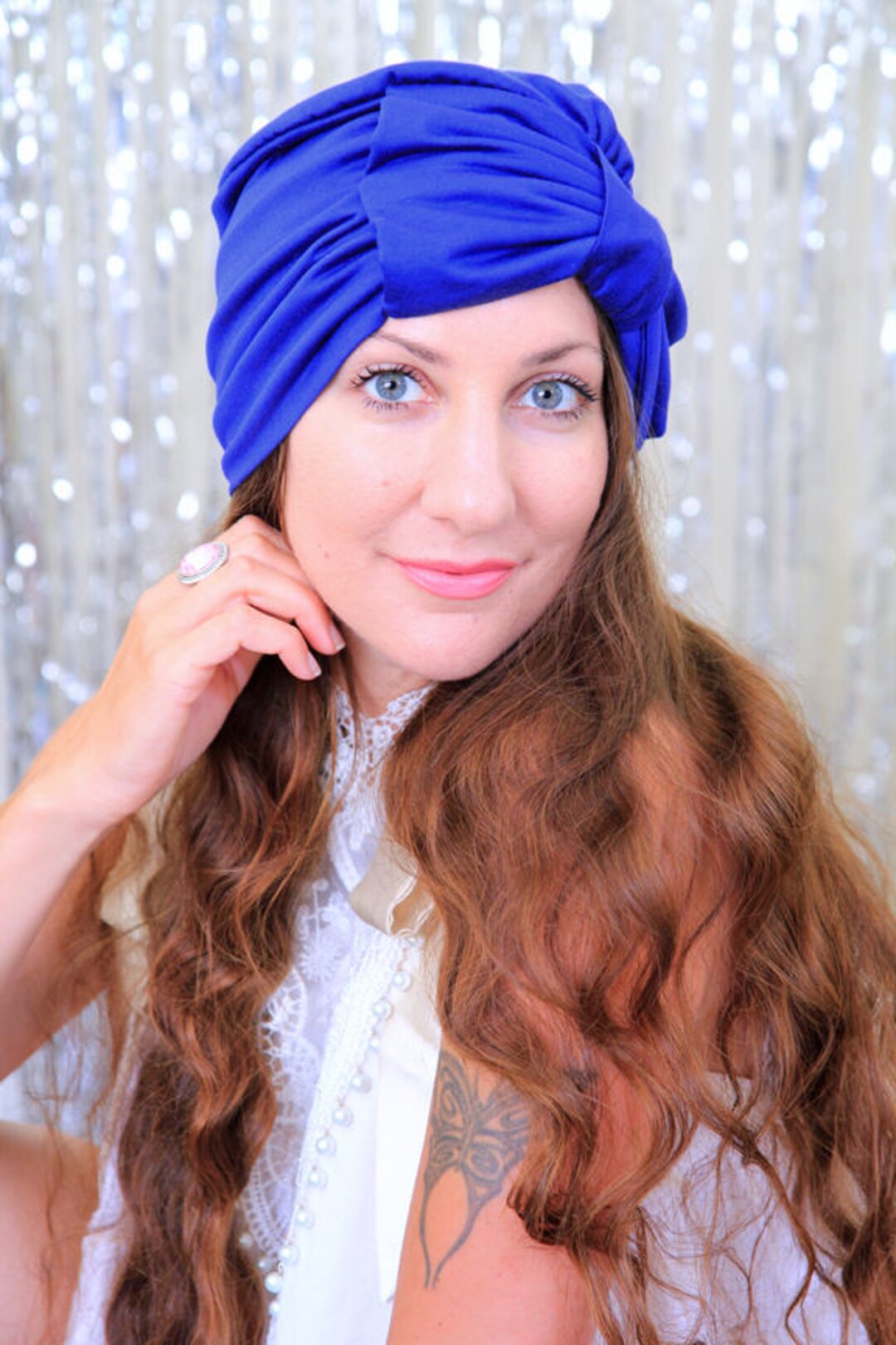 Hair Turban With Bow in Royal Blue - Fashion Head Turbans for Women ...