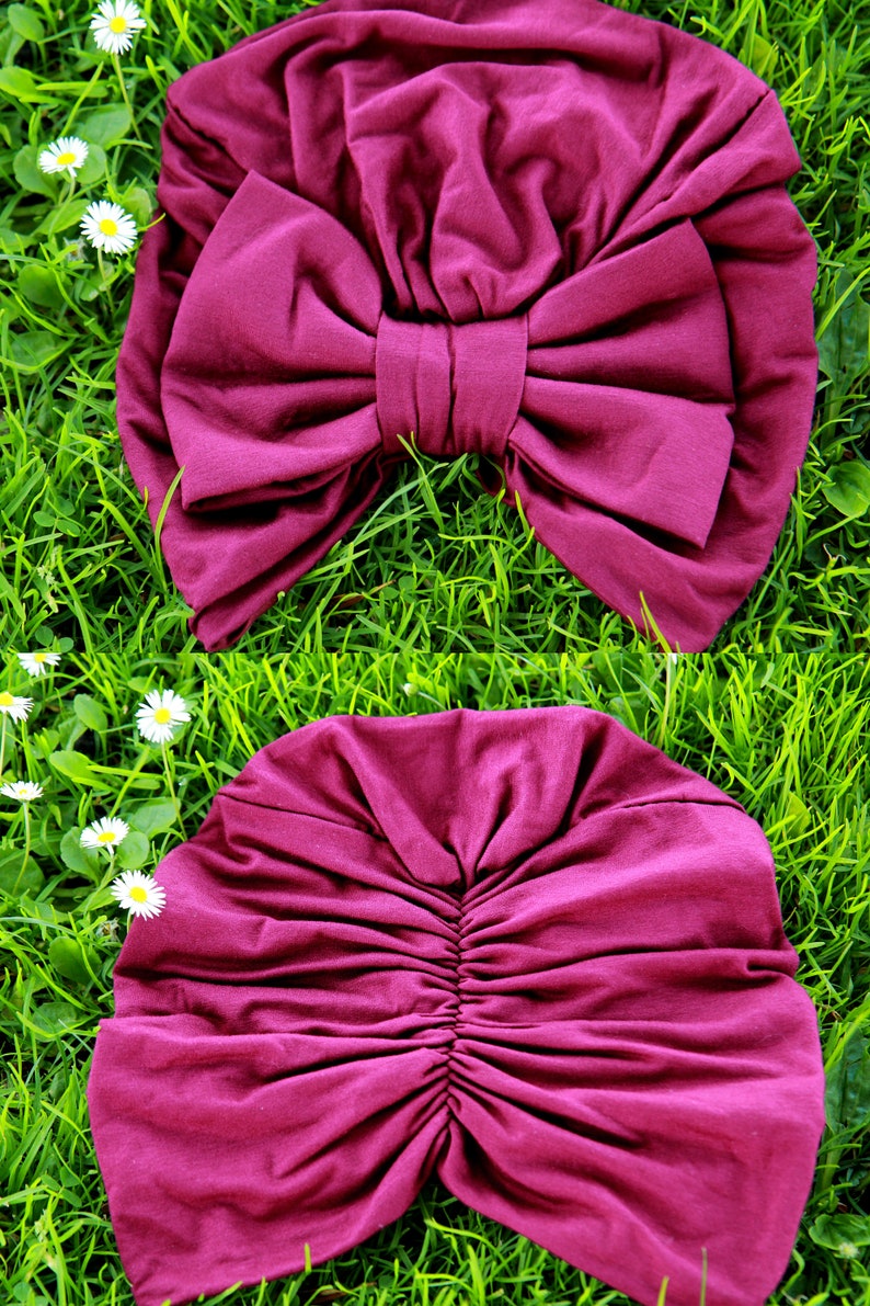 Women's Turban With Bow in Burgundy - Bow Turbans for Women - Fashion ...