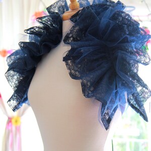 Navy Blue Lace Collar With Tulle - Gothic or Victorian Style Neckpiece ...