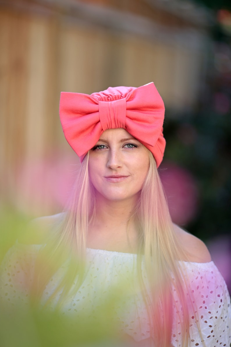 Coral Turban Headwrap With Bow - Women's Hair Turbans - Fashion Turban ...