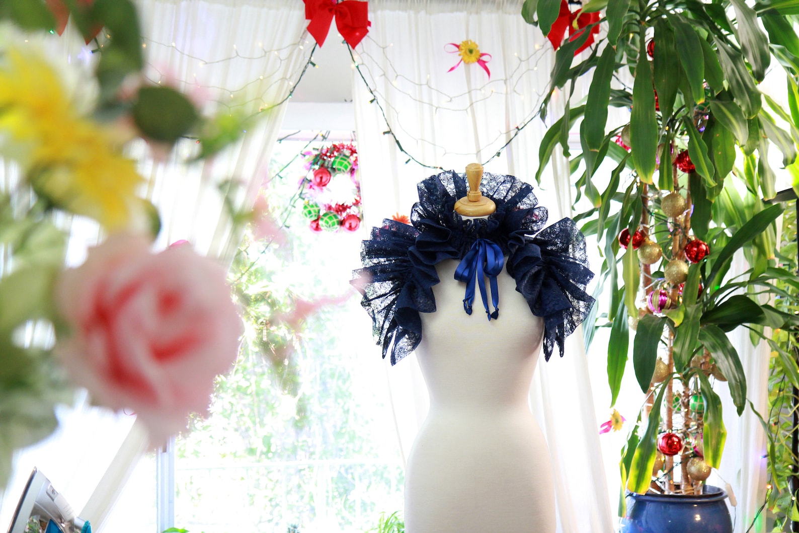 Victorian Navy Blue Lace Collar 2 Piece Set Including a | Etsy