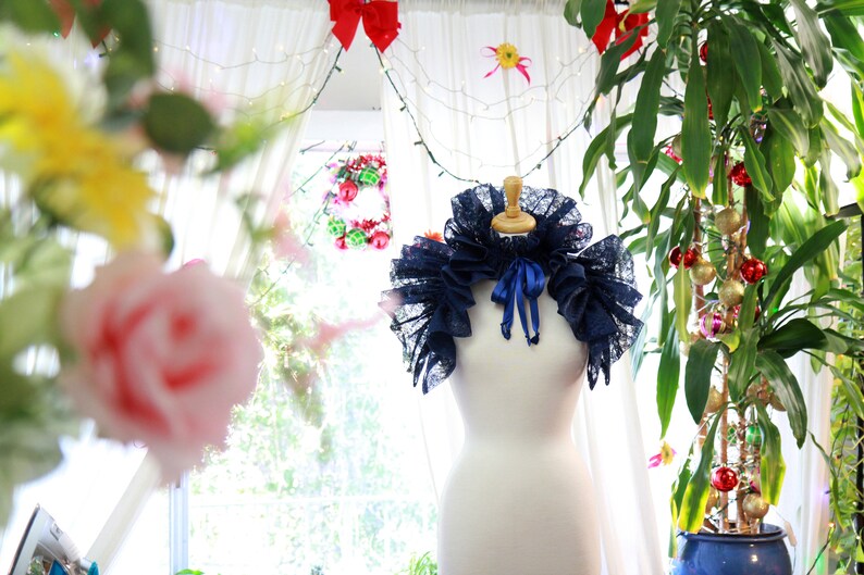 Victorian Navy Blue Lace Collar - 2 Piece Set - Including a Lace Choker ...