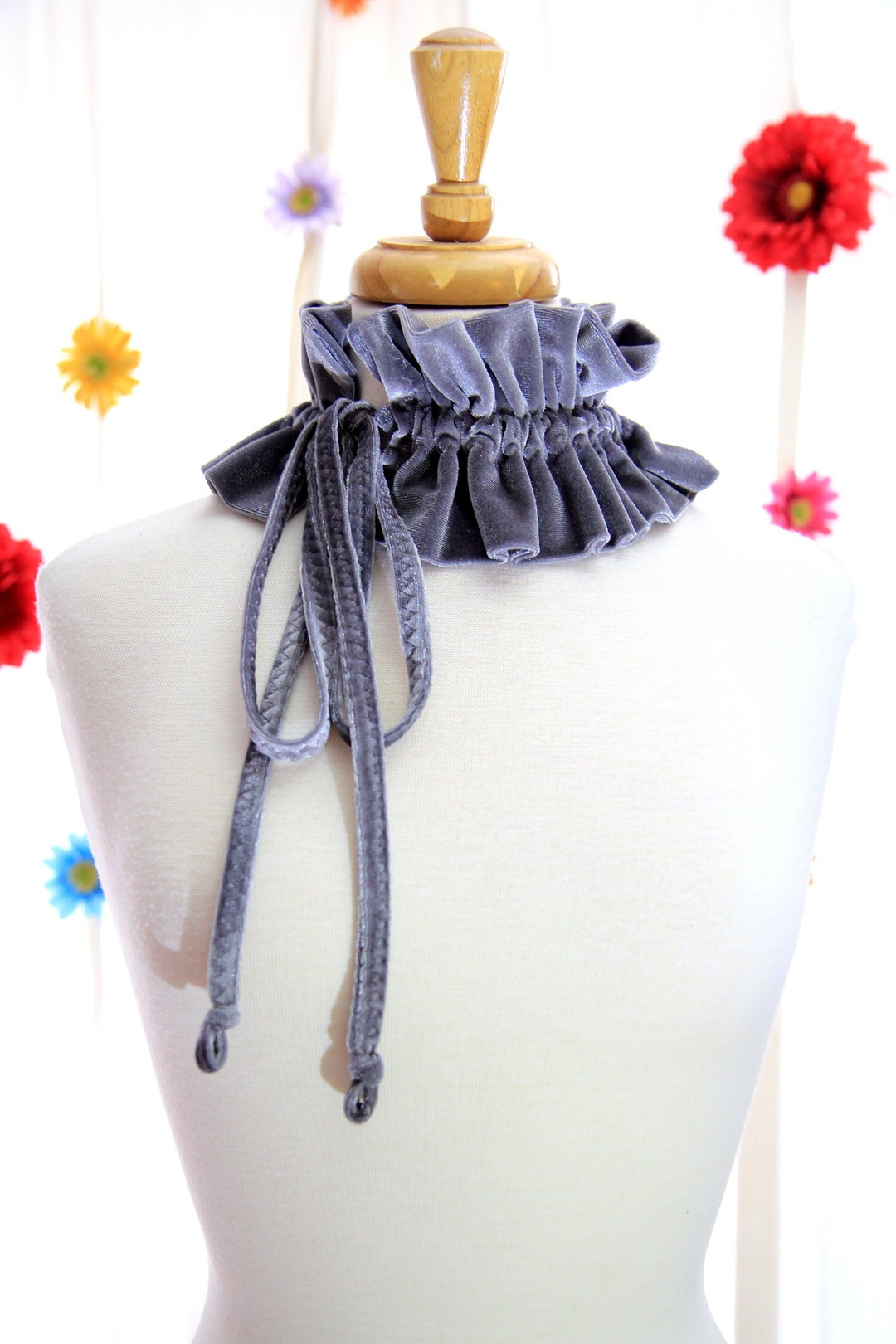 Grey Velvet Collar - Victorian Style Fashion Collars - Women's Neck ...