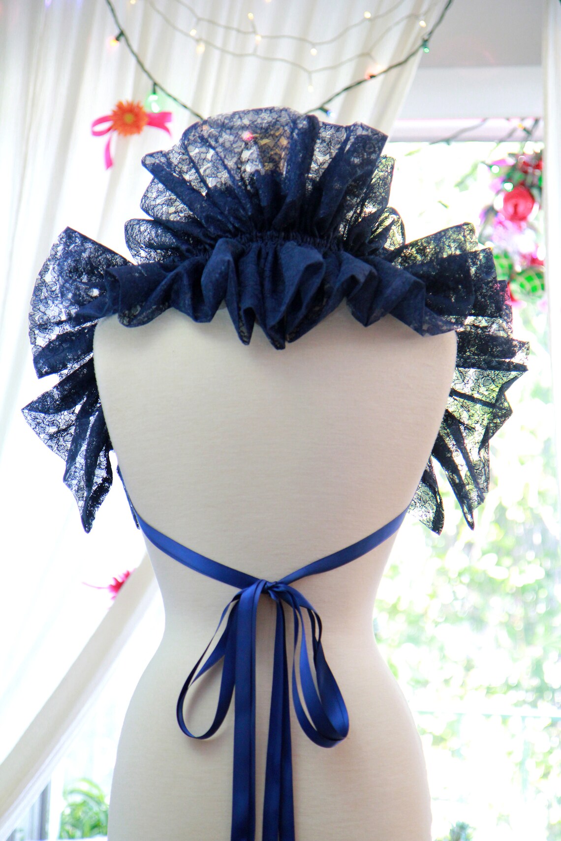 Victorian Navy Blue Lace Collar 2 Piece Set Including a | Etsy