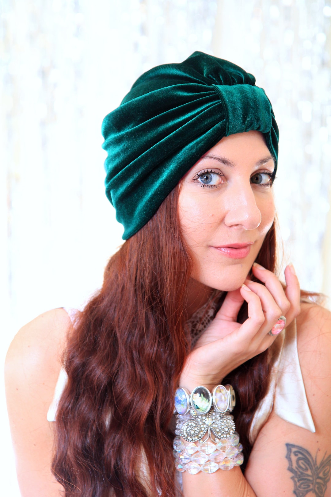 Velvet Turban in Hunter Green - Turban Hat - Women’s Hair Turbans ...