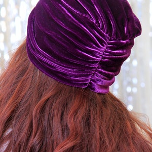 Turban in Plum Velvet - Women's Turban Headwrap - Full Turbans for ...