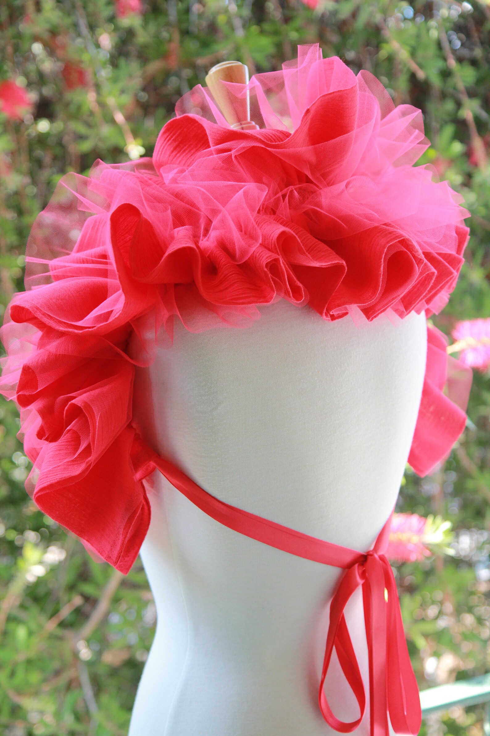 Red Gauze and Tulle Collar Convertible Neck Ruff Statement - Etsy