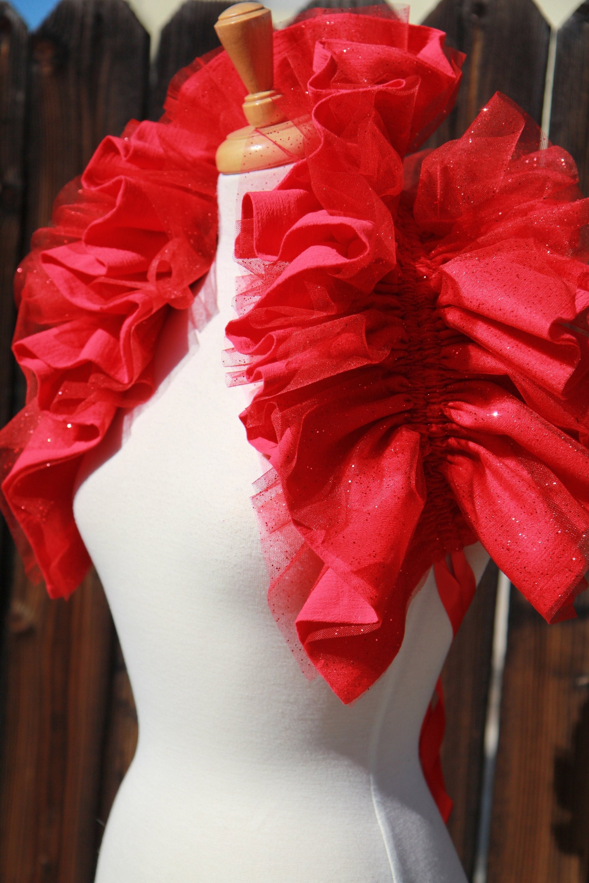 Valentine's Day Red Glitter Tulle and Gauze Collar - Convertible Neck ...