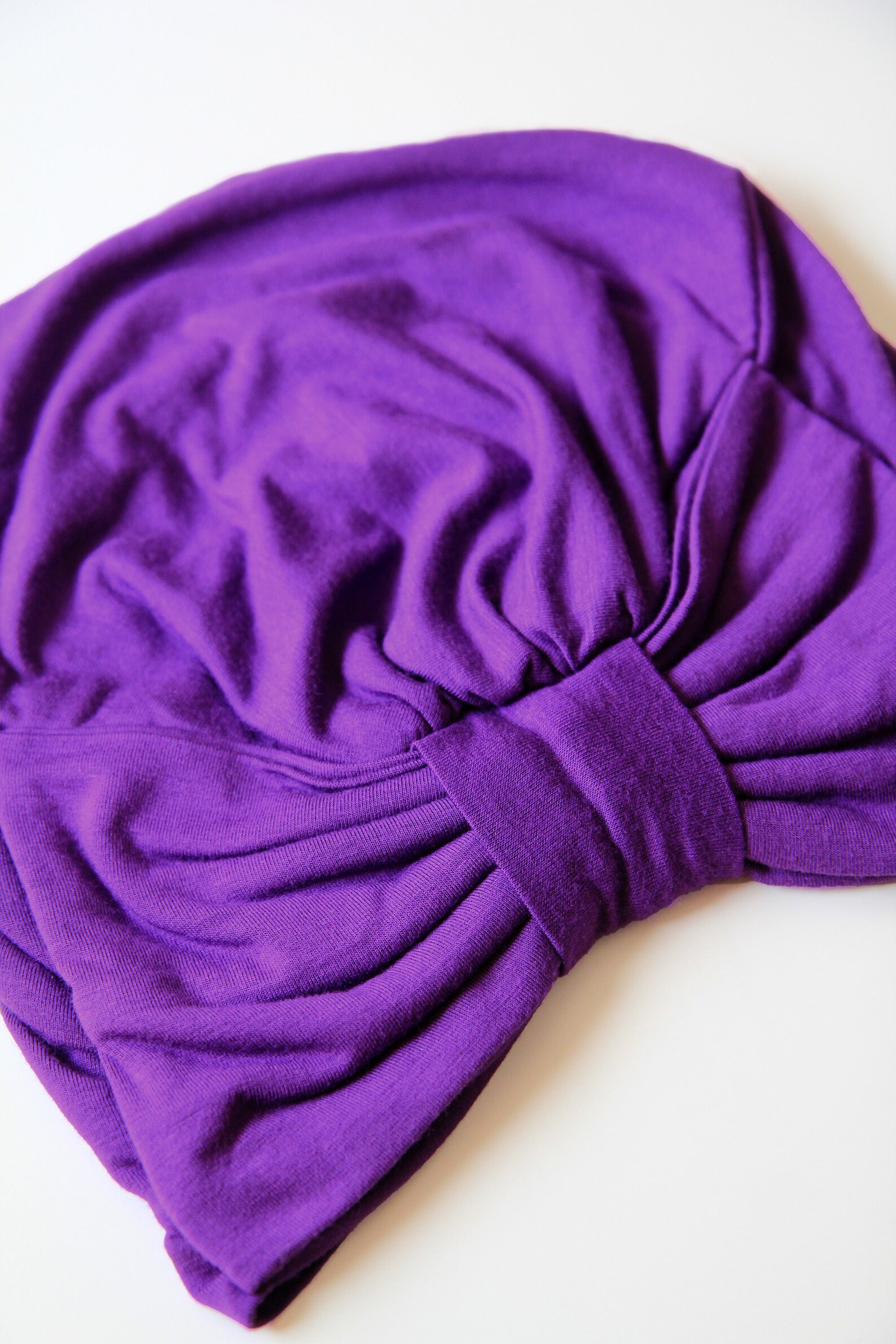 Turban With Bow - Womens Purple Turban Headwrap - Fashion Hair Covering ...