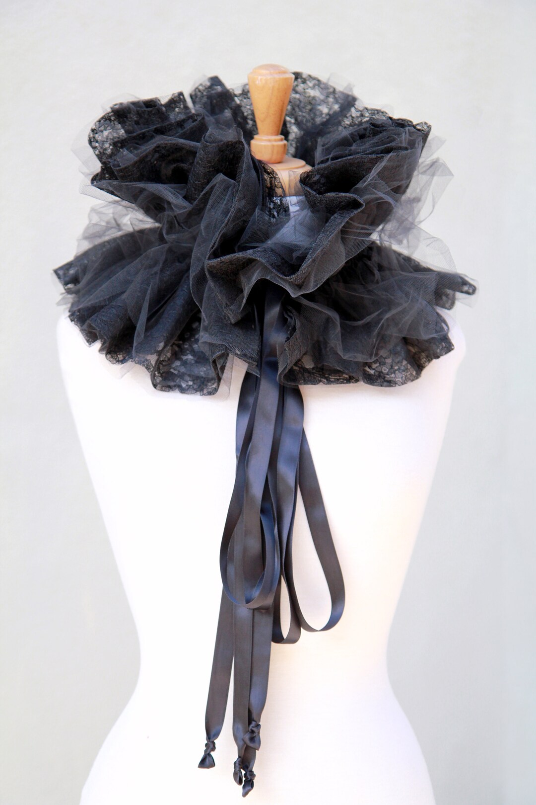Black Lace Collar With Tulle - Gothic or Victorian Style Neckpiece ...