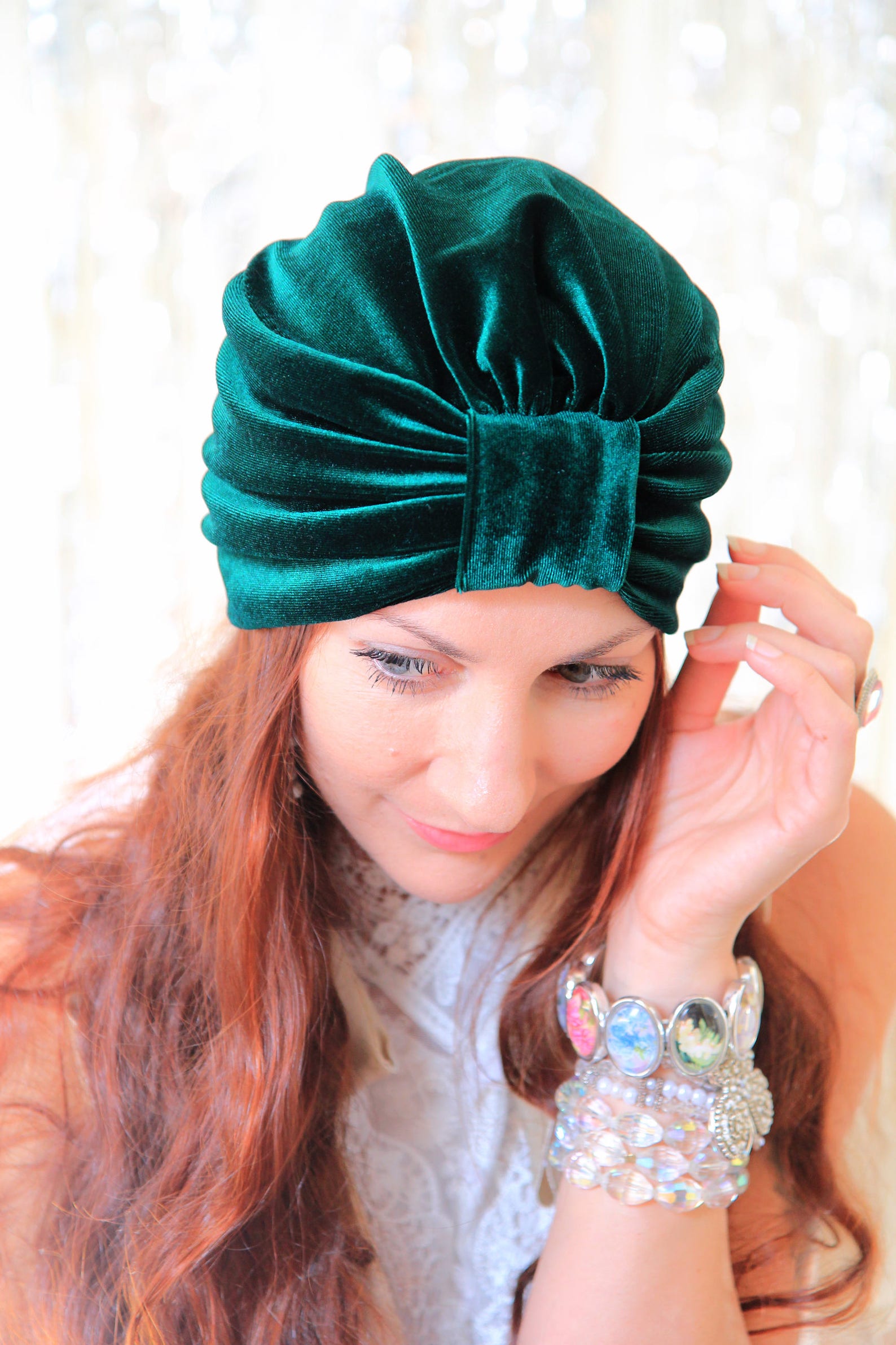 Velvet Turban in Hunter Green - Turban Hat - Women’s Hair Turbans ...
