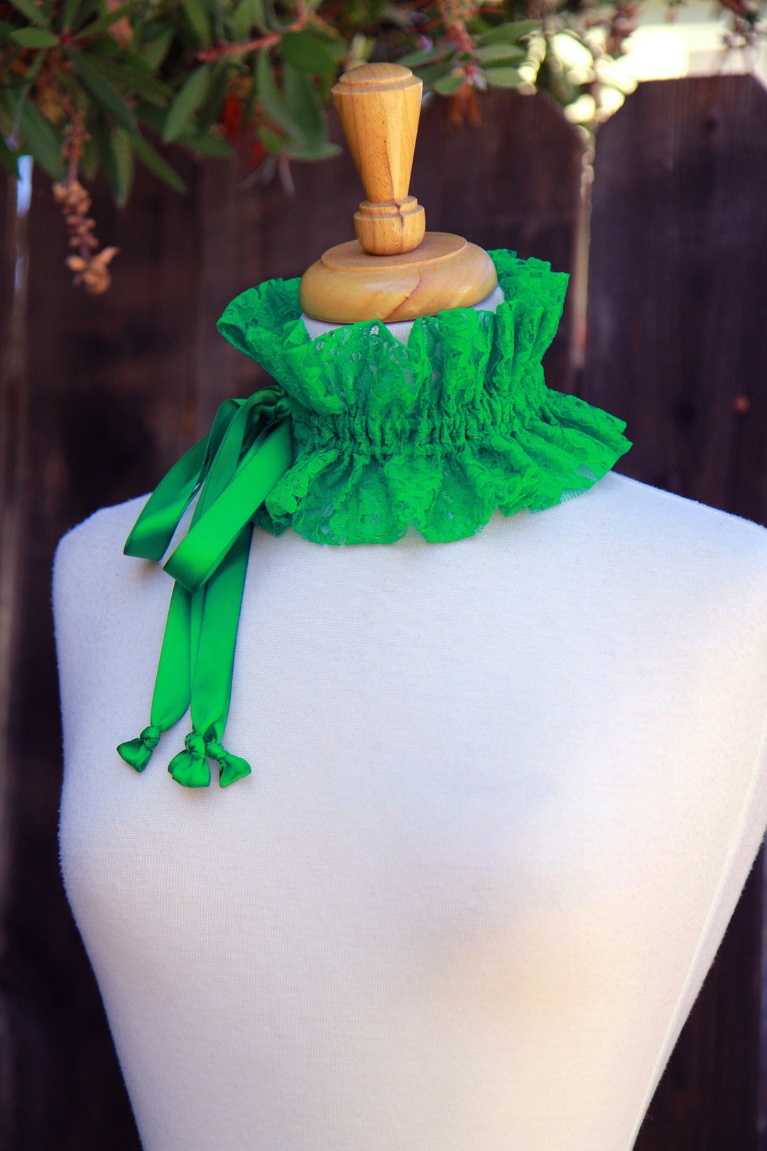 Kelly Green Lace Collar - Victorian Style Fashion Choker With Satin ...
