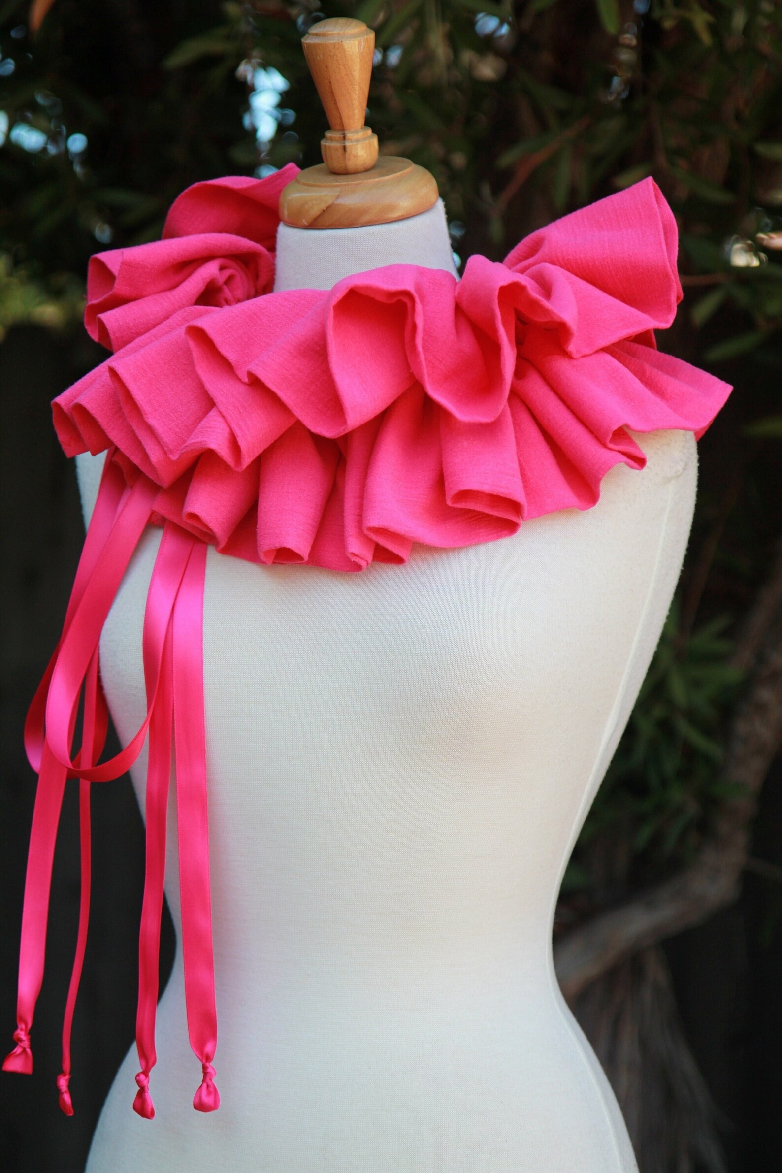 Hot Pink Statement Collar With Ruffles Convertible Neck | Etsy