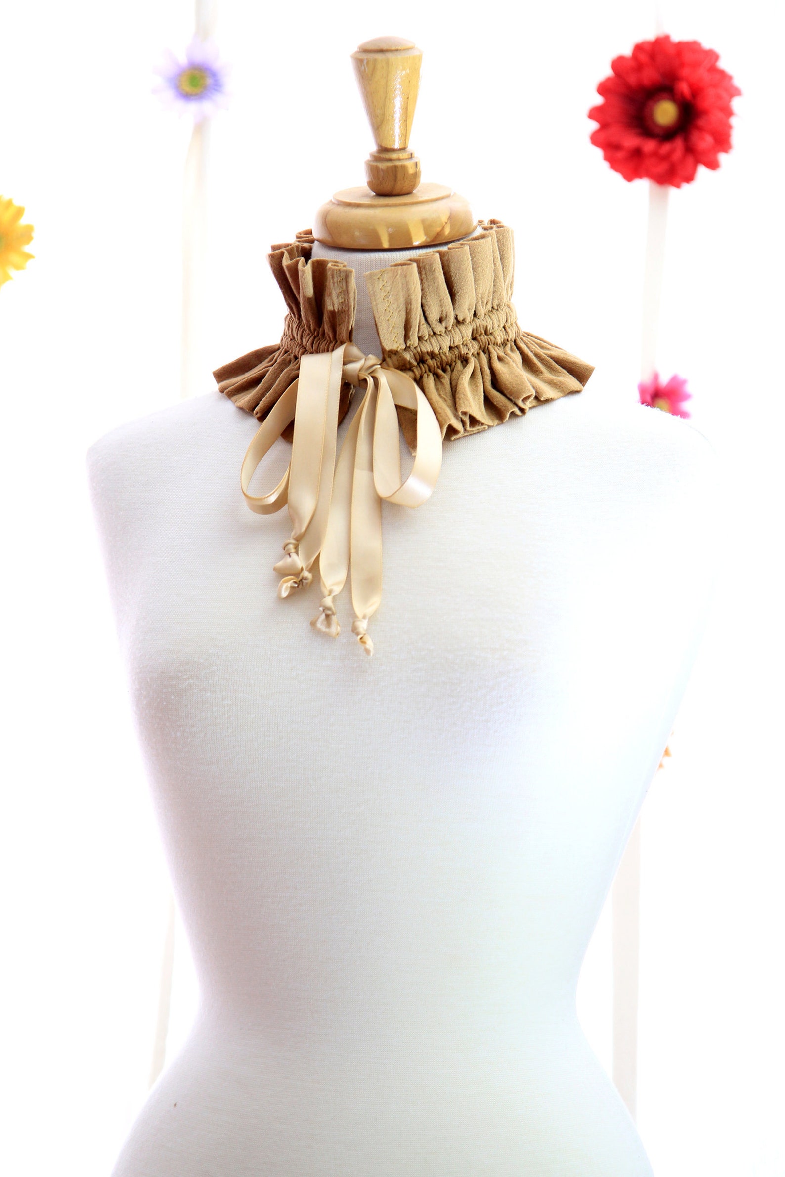 Victorian Style Fashion Collar Ruffled Choker in Khaki | Etsy