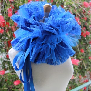 Royal Blue Neck Ruff Collar in Lace and Tulle - Steampunk, Cosplay, or ...