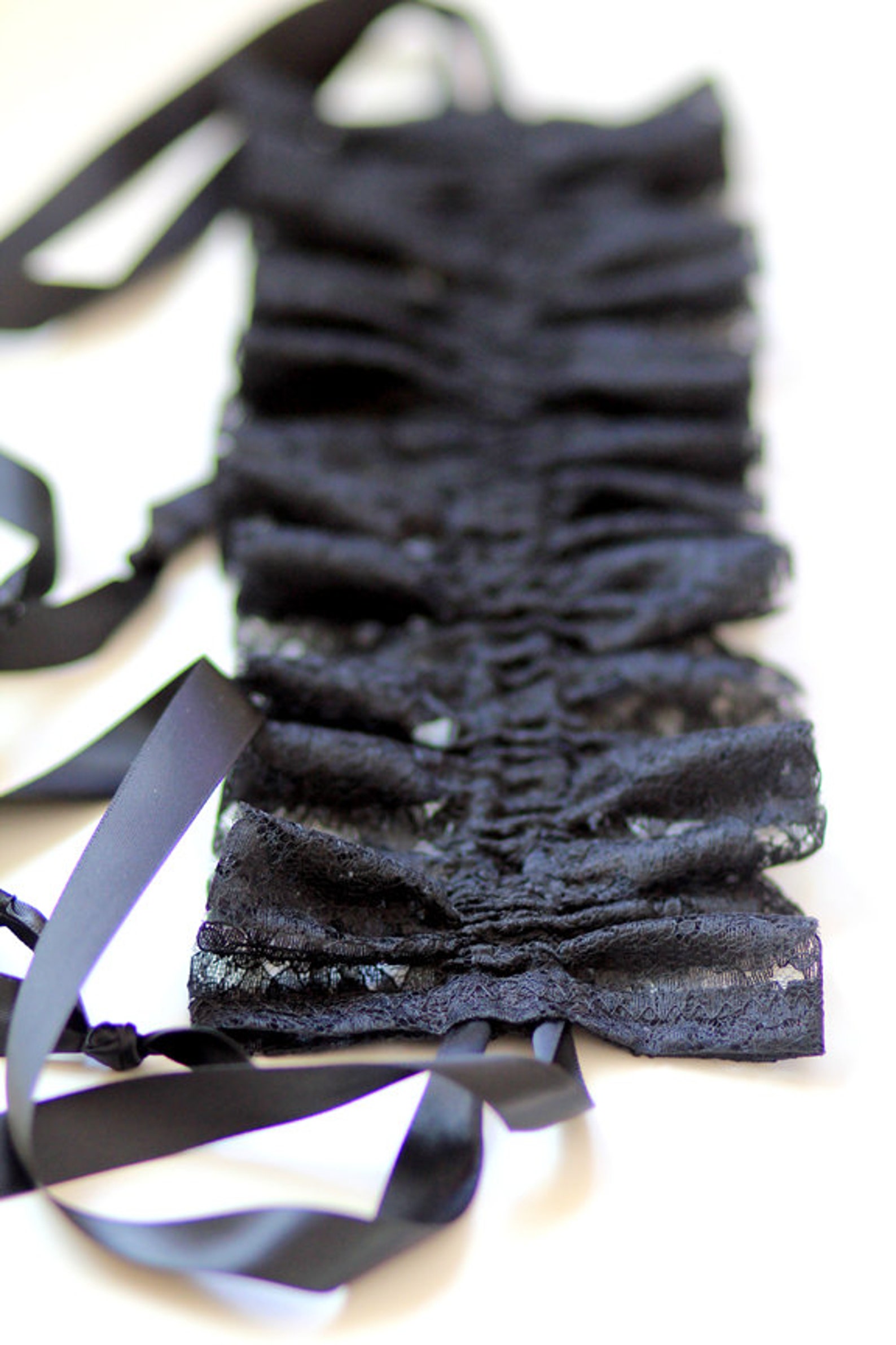 Navy Blue Lace Collar - Victorian Style Choker With Satin Ties - Gothic ...