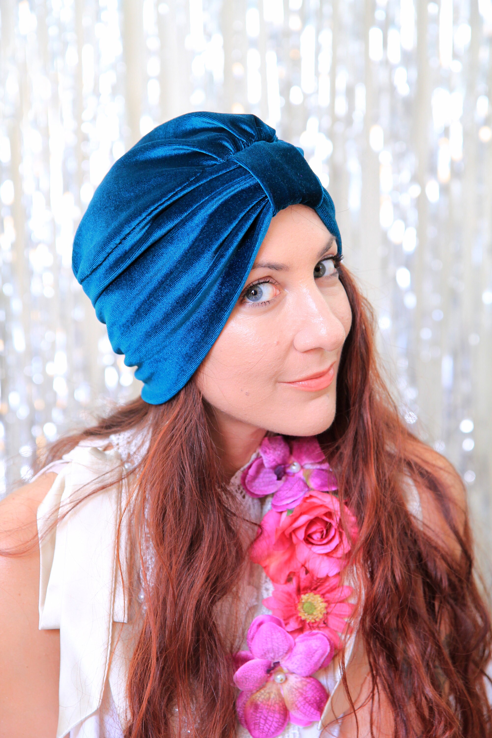 Velvet Turban Headwrap in Dark Teal Blue - Women's Hair Turbans - Lots ...