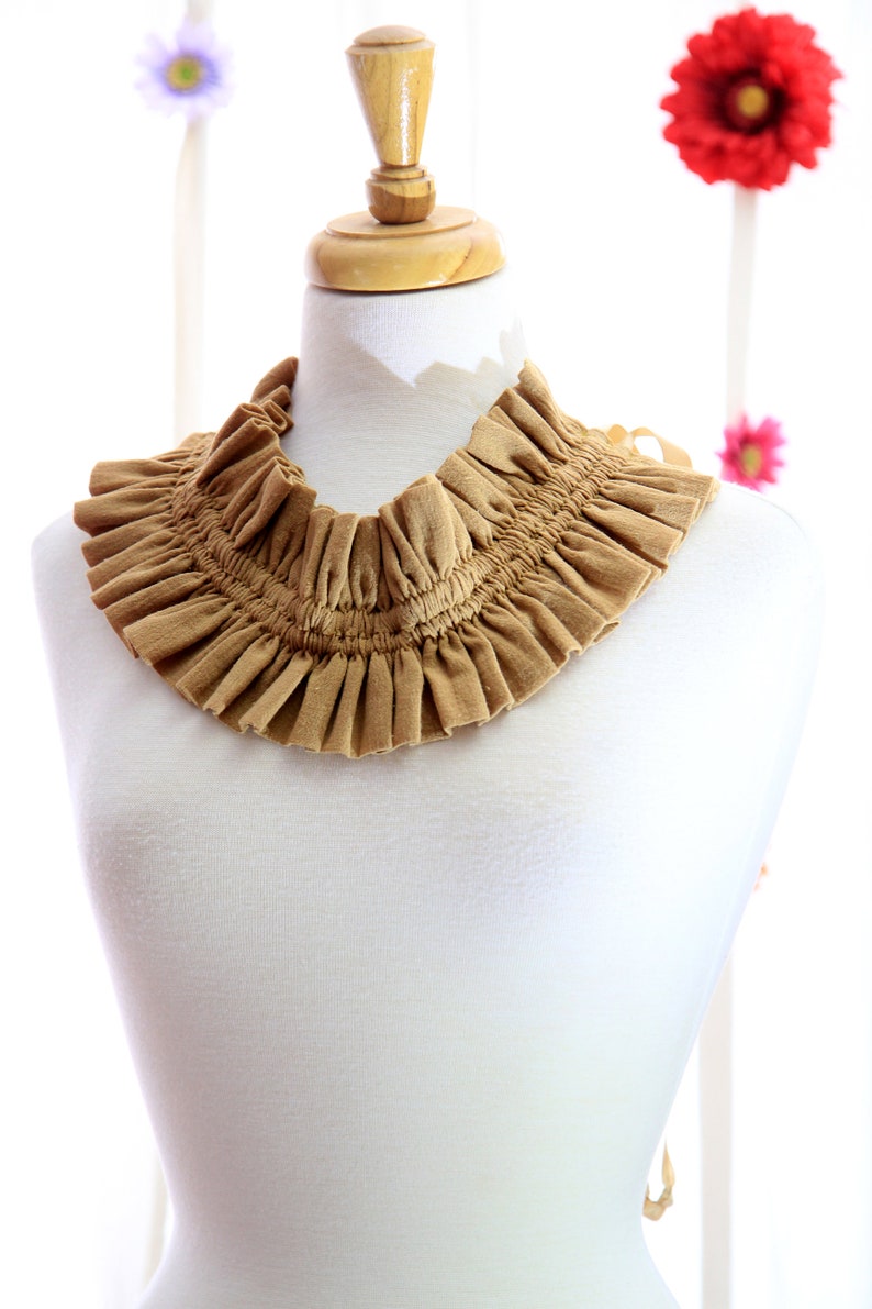 Victorian Style Fashion Collar Ruffled Choker in Khaki | Etsy