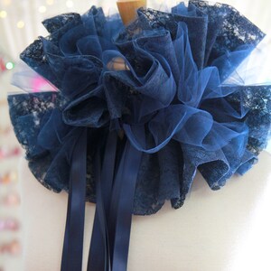 Navy Blue Lace Collar With Tulle - Gothic or Victorian Style Neckpiece ...