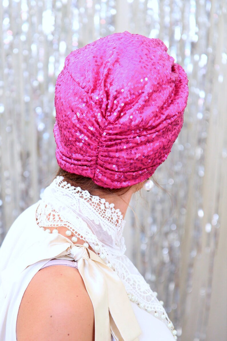 Sequin Turban in Raspberry Pink - Women's Headwrap Turbans - Fashion ...