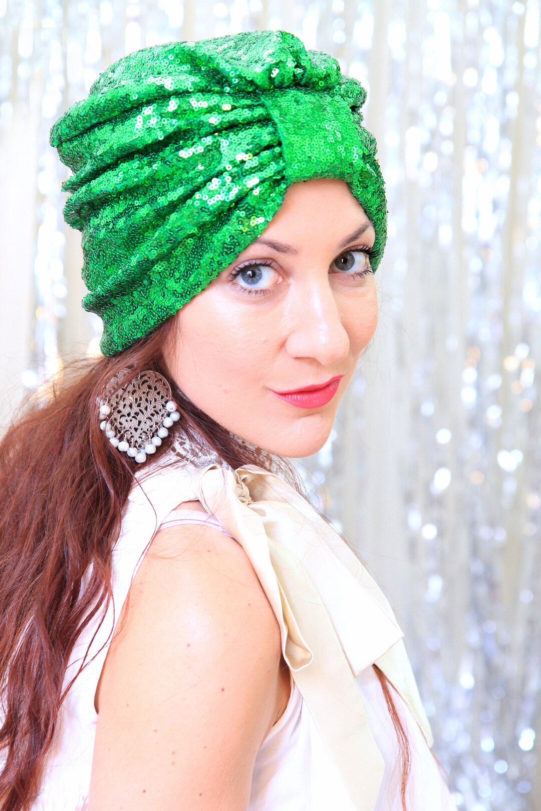 Green Sequin Turban - St. Patrick's Day Stye - Women's Hair Turbans ...