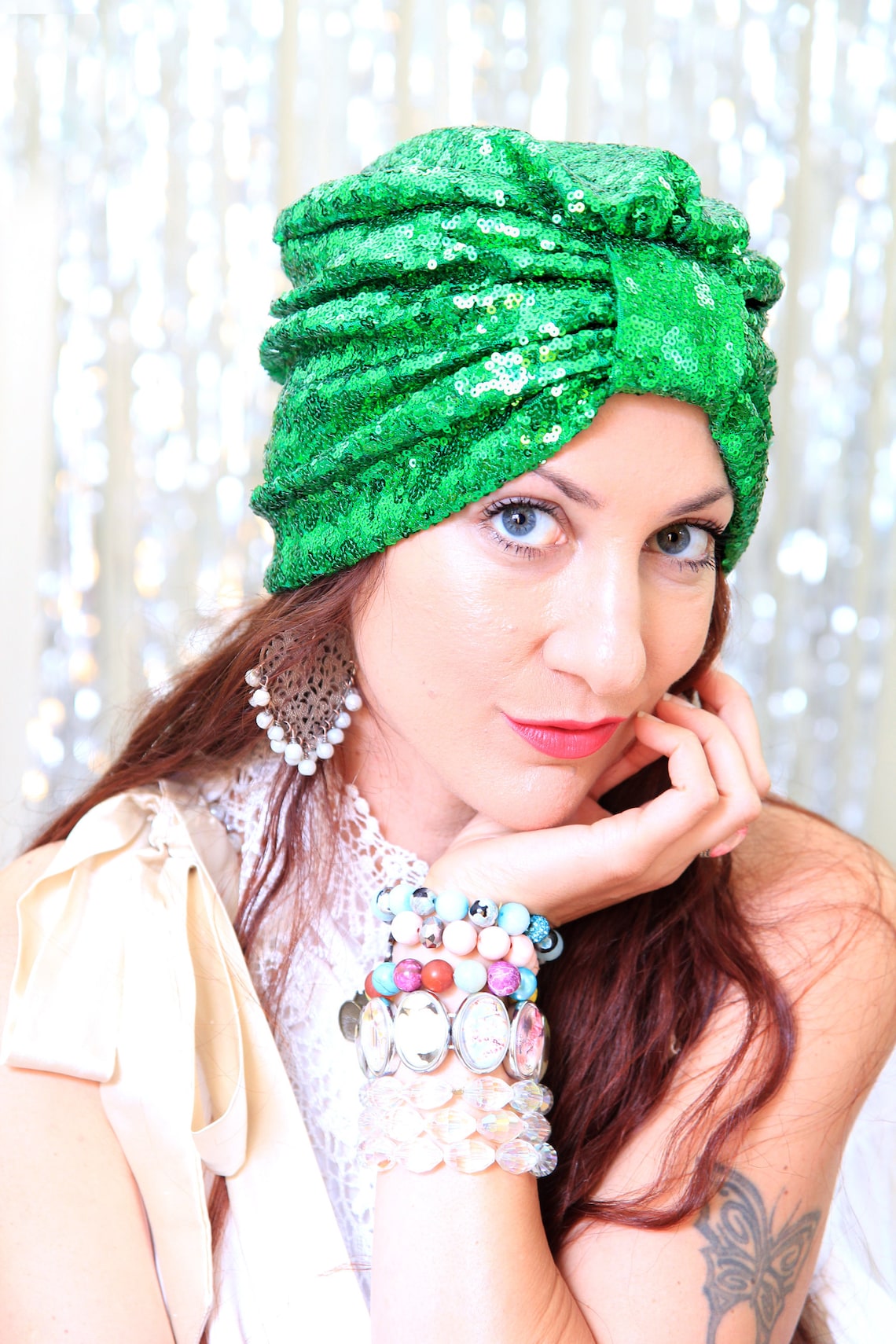 Green Sequin Turban St. Patrick's Day Stye Women's | Etsy
