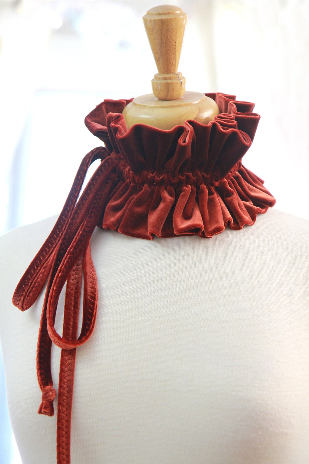 Rust Velvet Collar - Women's Neck Ruff - Victorian Style Fashion ...