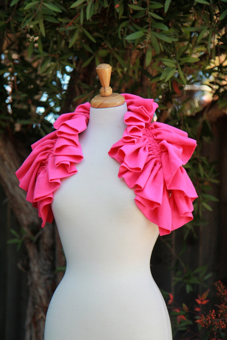 Hot Pink Statement Collar With Ruffles Convertible Neck | Etsy