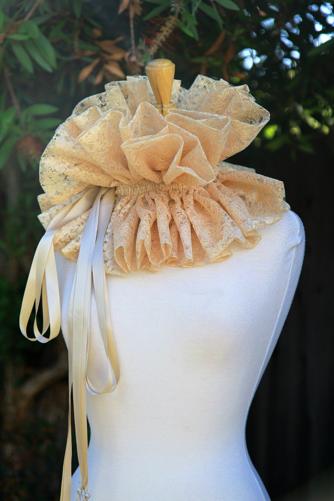 Gold Lace Statement Collar or Neck Ruff - Convertible Fashion Collar in ...