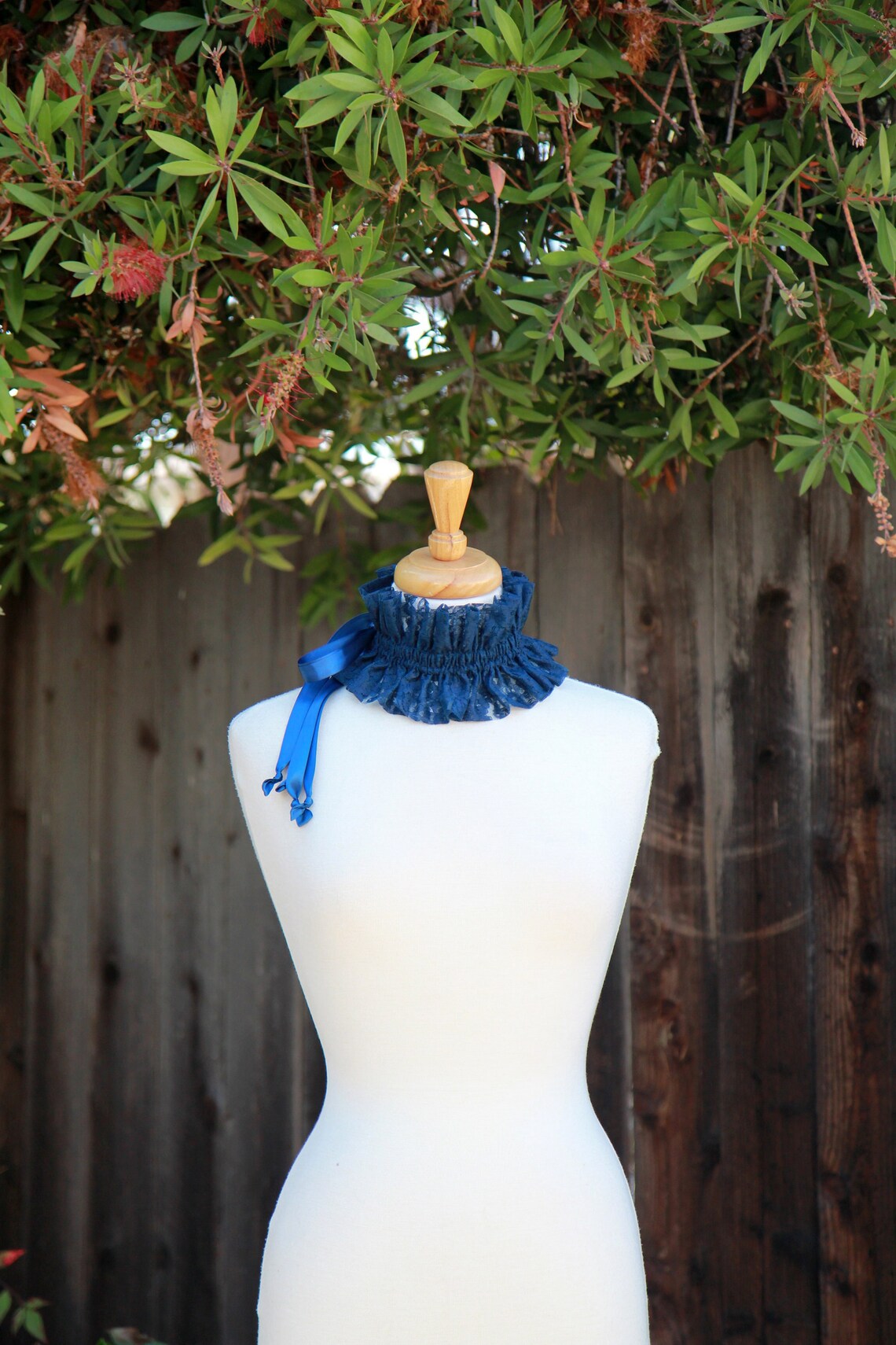 Navy Blue Lace Collar - Victorian Style Choker With Satin Ties - Gothic ...