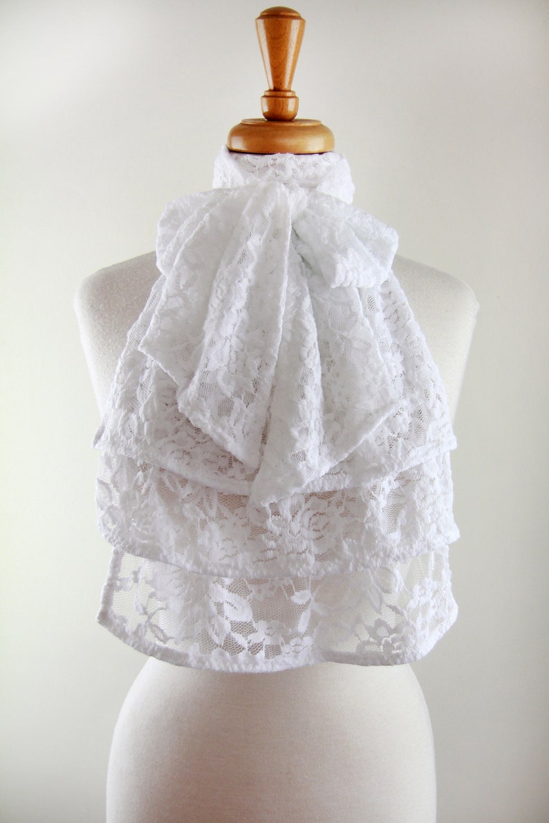 Jabot Collar in White, Ivory, or Black Lace - Edwardian, Victorian, or ...