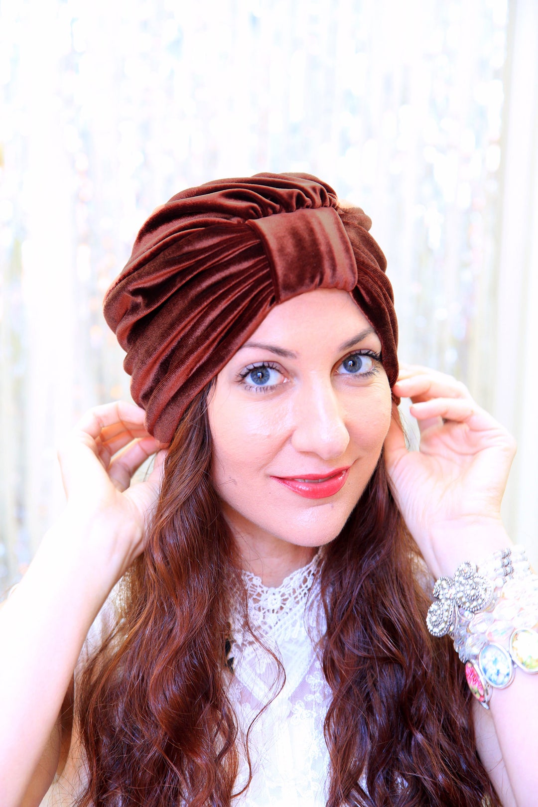 Velvet Turban in Chocolate Brown - Women's Hair Turbans - Full Turban ...