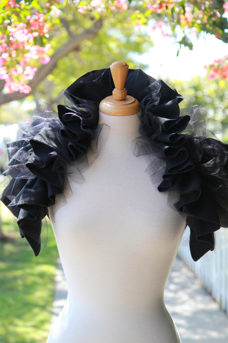 Black Gauze and Tulle Neck Ruff Convertible Statement - Etsy