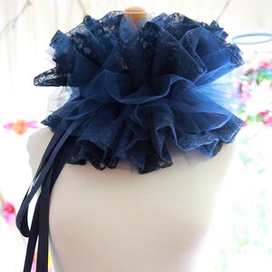 Navy Blue Lace Collar With Tulle - Gothic or Victorian Style Neckpiece ...