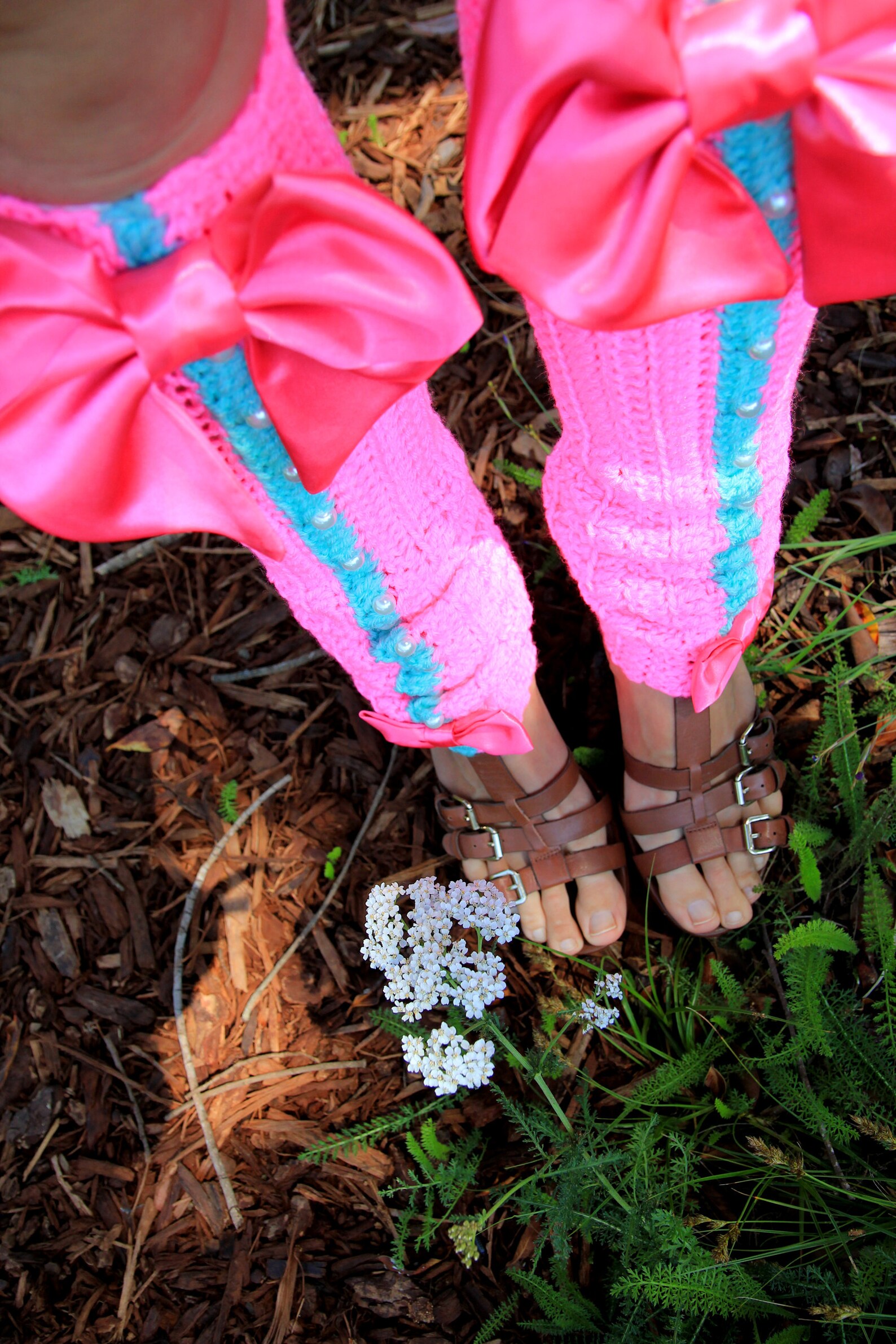 Hot Pink Leg Warmers With Bows Kawaii Fashion Leggings | Etsy