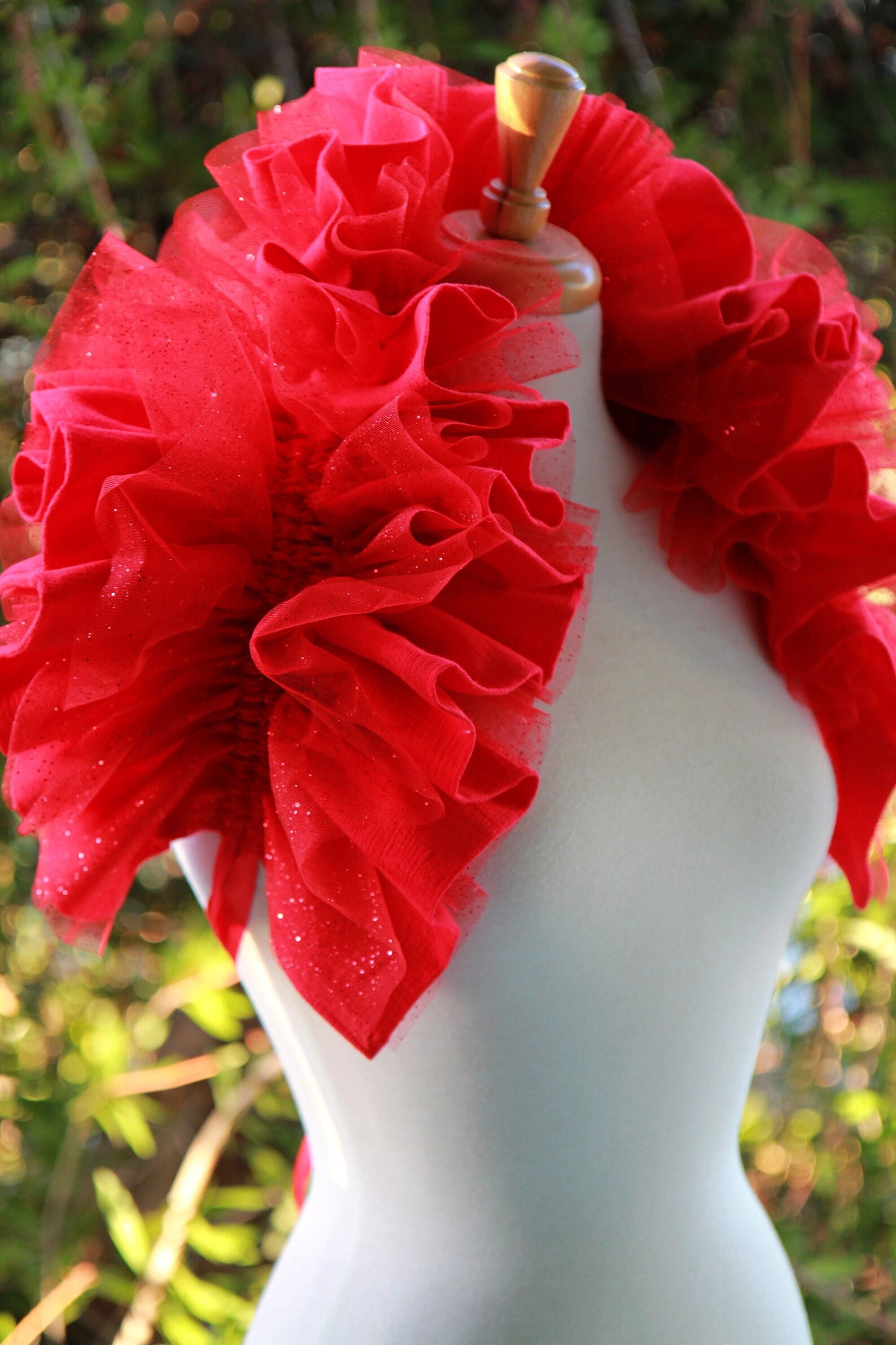 Valentine's Day Red Glitter Tulle and Gauze Collar - Convertible Neck ...