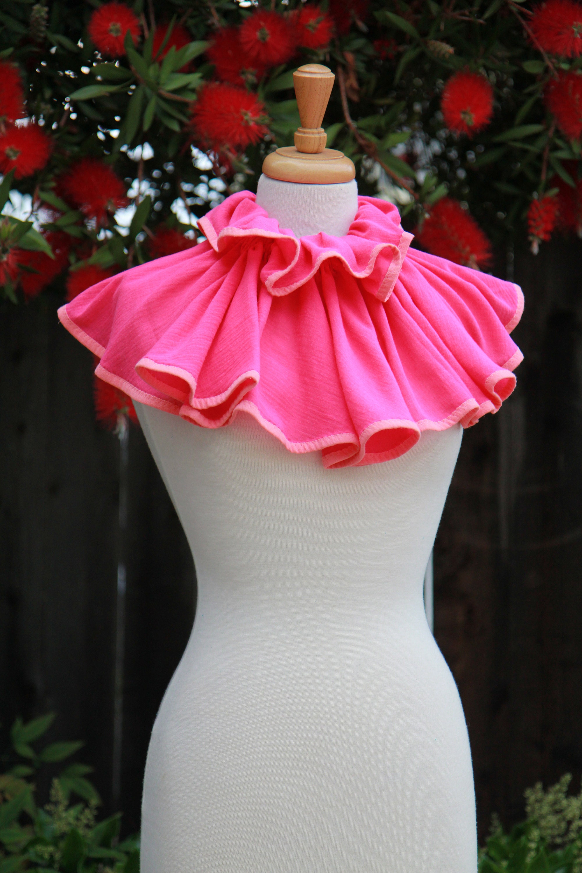 Hot Pink Circus Collar With Ruffles - Neck Ruffle or Bib Style Collar ...