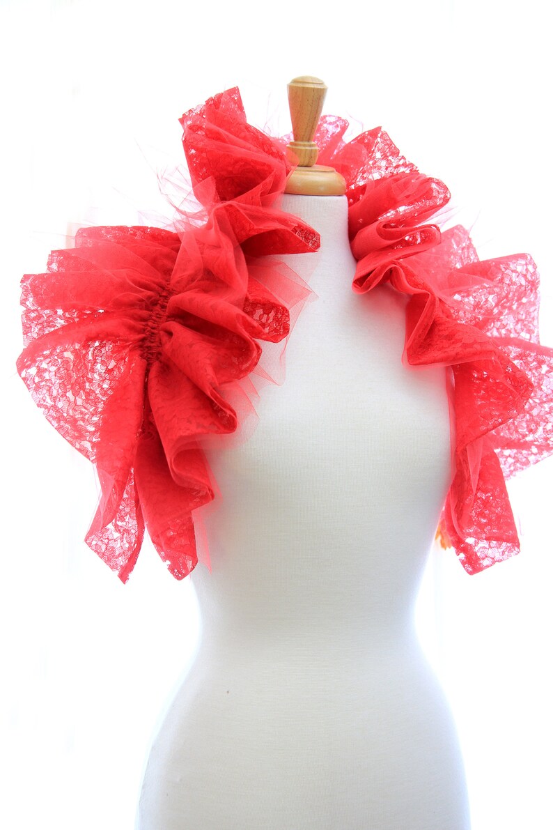 Lace and Tulle Neck Ruff in Red Elizabethan Fashion Ruffs - Etsy