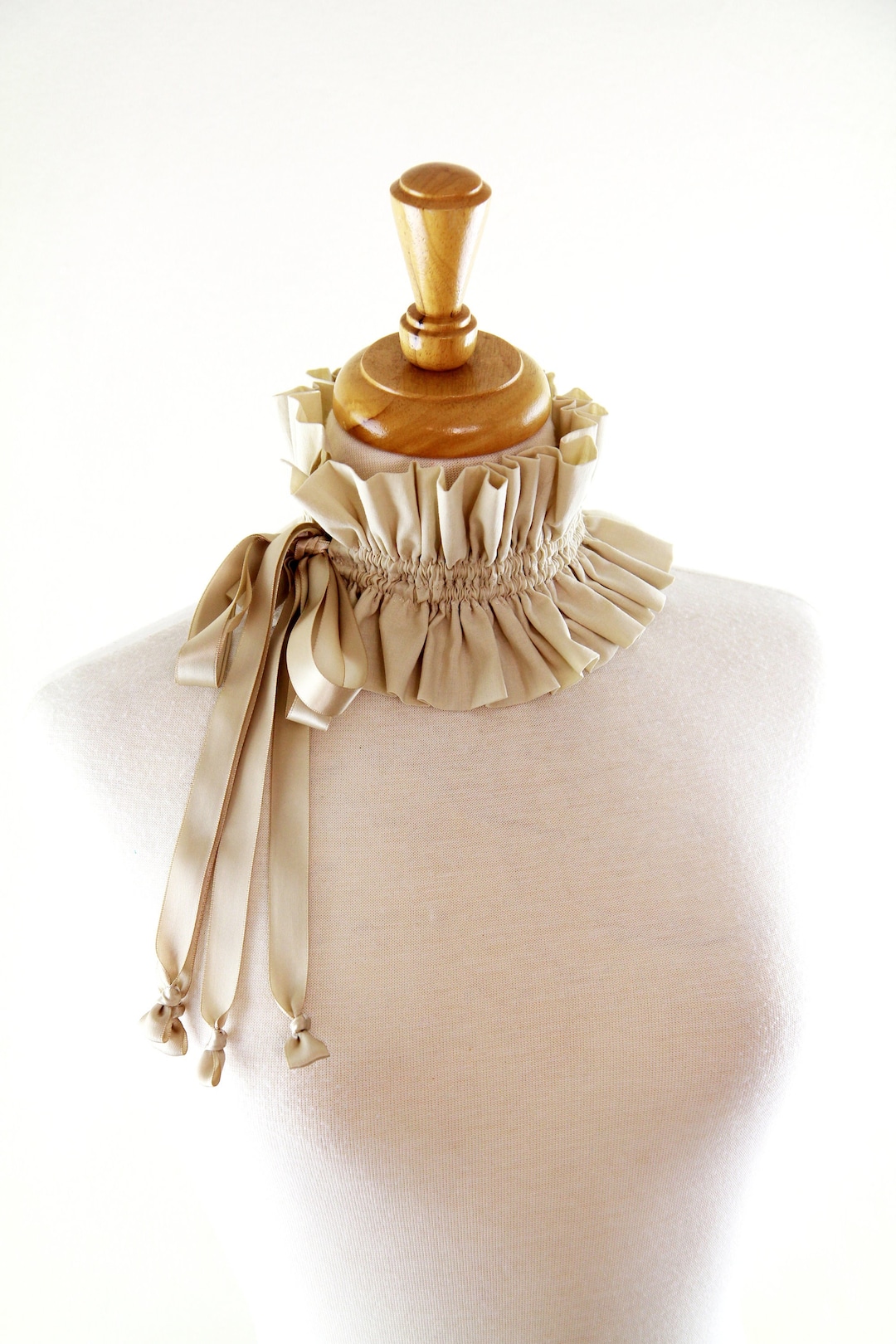 Cottagecore Victorian Collar in Champagne Beige Cotton Lawn - Edwardian ...